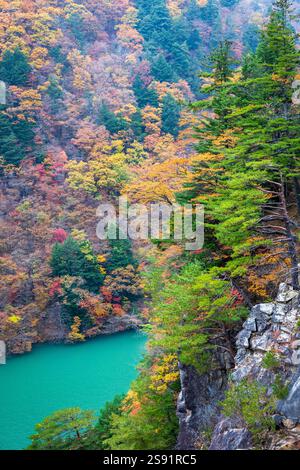 Southern Japanese Alps mountains scenery view, green forests in ...