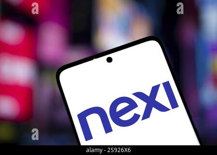 Dhaka, Bangladesh- 28 Nov 2024: Nexi logo is displayed on smartphone ...