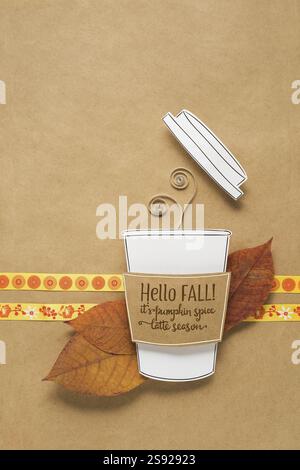 Creative concept photo of take away coffee cup on brown background ...