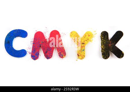 cmyk laser powder isolated on the white background Stock Photo - Alamy
