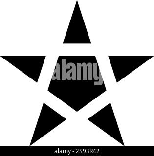 Pentagram Neo paganism sign five pointed star contour outline line icon ...
