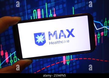 In this photo illustration, the Max Healthcare Institute company logo ...