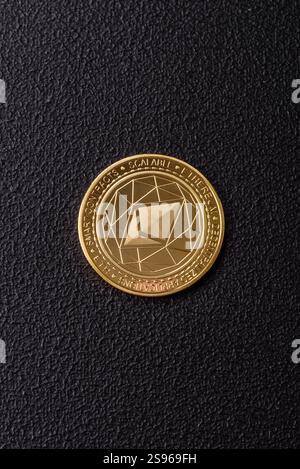 Ethereum cryptocurrency dummy in the form of a round iron coin ...
