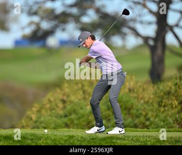Luke Clanton tees off on the eighth hole during the first round of the ...