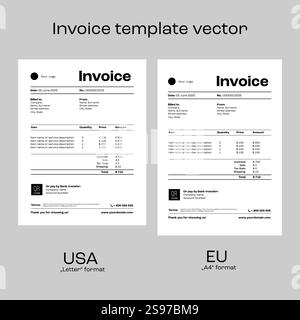 Invoice template set American and European Stock Vector Image & Art - Alamy