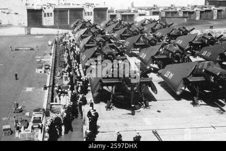 Grumman TBM-3W Avenger of VS-23 lands aboard USS Point Cruz (CVE-119 ...