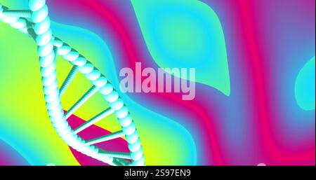 DNA strand image over vibrant, colorful abstract background Stock Photo ...