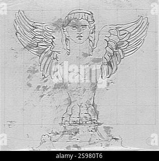 Gustave Moreau-Etude de sphinge pour Oedipe voyageur-Des. 8557 Stock ...