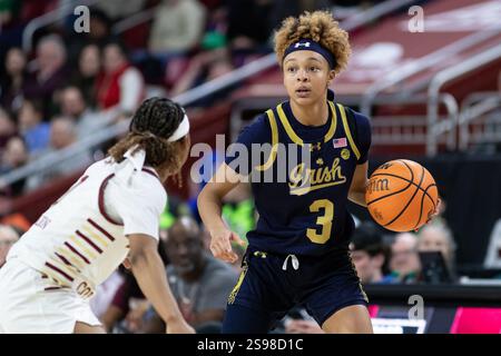 Notre Dame guard Hannah Hidalgo (3) during the first half of an NCAA college basketball game ...