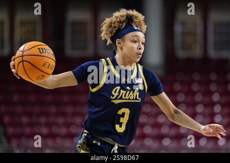 Notre Dame guard Hannah Hidalgo (3) during the first half of an NCAA college basketball game ...