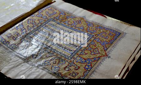 Handwritten Guru Granth Sahib manuscript kept at Gurdwara Mattan Sahib ...
