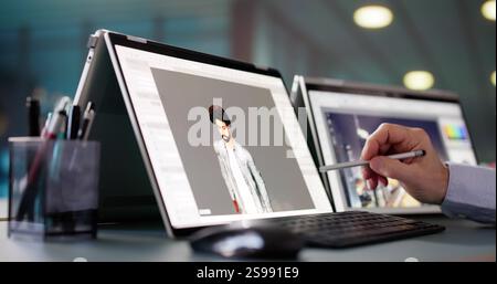 Character Software Design On Computer. 3d model Graphic Modeling And ...