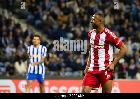 Ayoub El Kaabi for Olympiacos seen in action during the Europe League ...