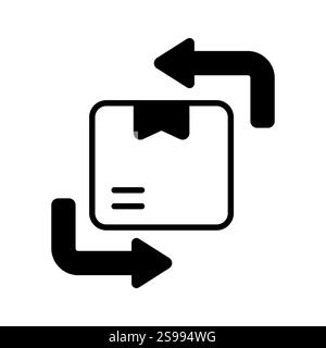 an icon with dispatched package and opposite direction arrows showing ...