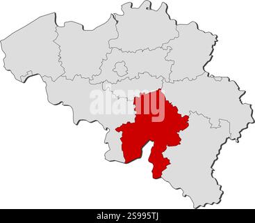 Symbol Map of the Province Namur (Belgium) showing the territory with a ...