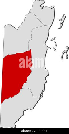 Map of Belize with the provinces, Cayo is highlighted Stock Vector ...