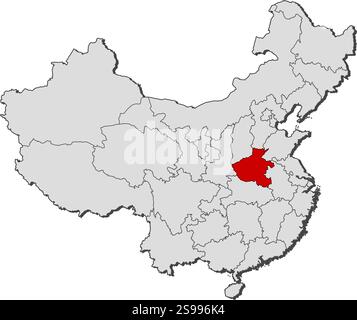 Map of China with the provinces, Henan is highlighted in yellow Stock ...