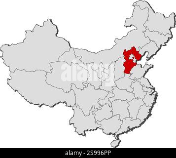 Map of China with the provinces, Hebei is highlighted Stock Vector ...