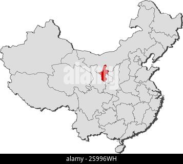 Map of China with the provinces, Ningxia is highlighted in yellow Stock ...