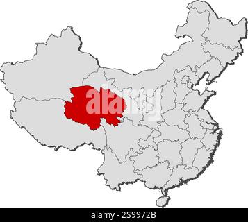 Map of China with the provinces, Qinghai is highlighted in yellow Stock ...