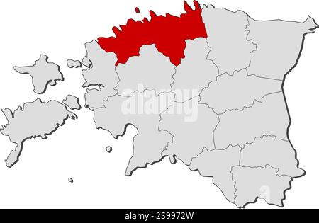 Map of Estonia with the provinces, Harju is highlighted by orange Stock ...