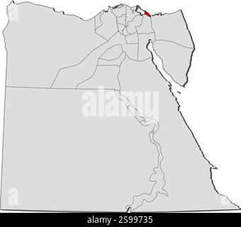 Map of Egypt with the provinces, Port Said is highlighted by orange ...