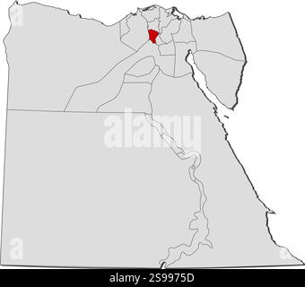 Vector map of Egypt with governorates or provinces and administrative ...