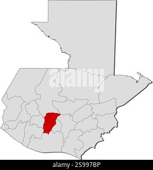 Map of Guatemala with the provinces, Chimaltenango is highlighted by ...