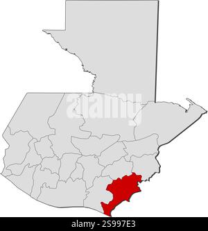 Map of Guatemala with the provinces, Jutiapa is highlighted Stock ...