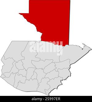 Map of Guatemala with the provinces, Guatemala is highlighted Stock ...