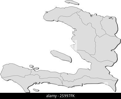 Map of Haiti with regions. Just a simple country border map with region ...