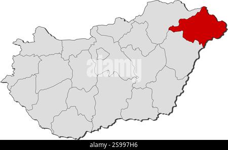 Map of Hungary with the provinces, Szabolcs-Szatmár-Bereg is ...