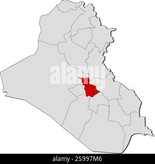 Map of Iraq with the provinces, Babil is highlighted Stock Vector Image ...