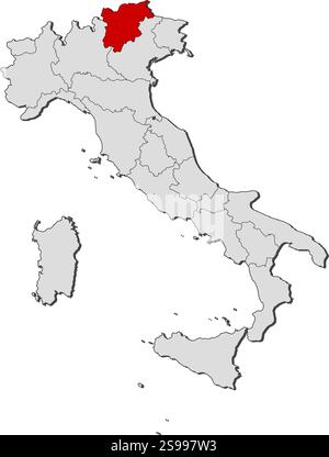 Map of Italy with the provinces, Trentino-Alto Adige/Südtirol is ...