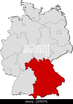 Map of Germany with the provinces, Bavaria is highlighted Stock Vector Image & Art - Alamy