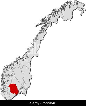 Map of Norway with the provinces, Telemark is highlighted Stock Vector ...