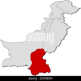 Map of Sindh, a province of Pakistan Stock Vector Image & Art - Alamy