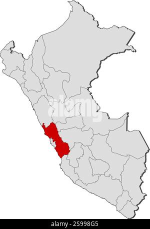 Map of Peru with the provinces, Lima is highlighted Stock Vector Image ...