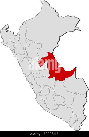 Map of Peru with the provinces, Ucayali is highlighted by orange Stock ...