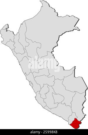 Map of Peru with the provinces, Tacna is highlighted by orange Stock ...