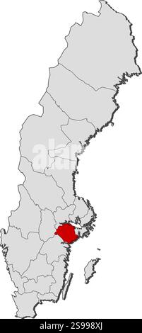 Map of Södermanland County, a province of Sweden Stock Vector Image ...
