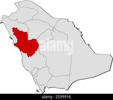 Map of Saudi Arabia with the provinces, Al-Qassim is highlighted Stock ...