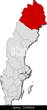 Symbol Map of the County Norrbotten (Sweden) showing the state/province ...