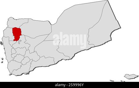 Map of Yemen with the provinces, Amran is highlighted by orange Stock ...