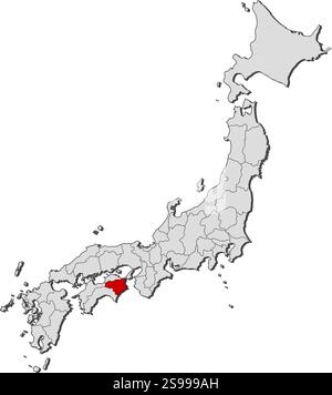 Map of Japan with the provinces, Tokushima is highlighted in yellow ...
