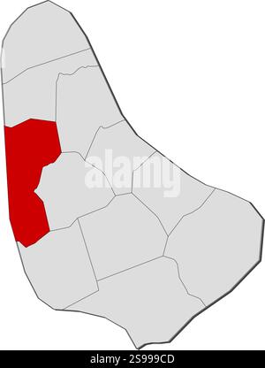 Map of Barbados with the provinces, Saint James is highlighted by ...