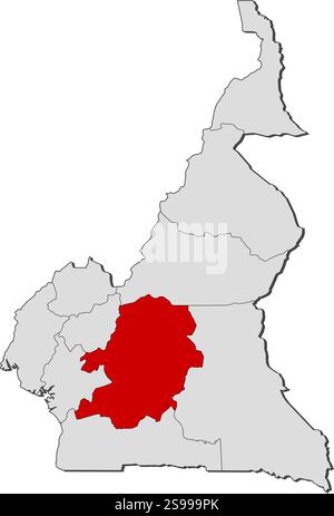 Map of Cameroon with the provinces, Centre is highlighted by orange ...