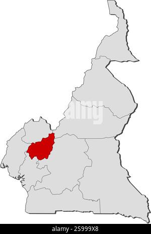 Map of Cameroon with the provinces, West is highlighted by orange Stock ...