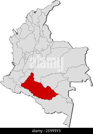 Map of Colombia with the provinces, Caqueta is highlighted by orange ...