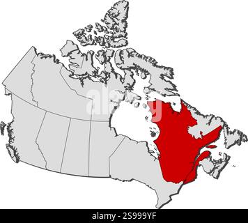 Map of Canada with the provinces, Quebec is highlighted Stock Vector ...